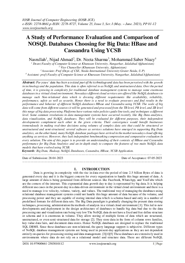 (PDF) A Study of Performance Evaluation and Comparison of NOSQL ...