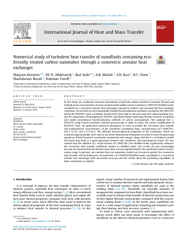 (PDF) Numerical study of turbulent heat transfer of nanofluids containing eco-friendly treated ...