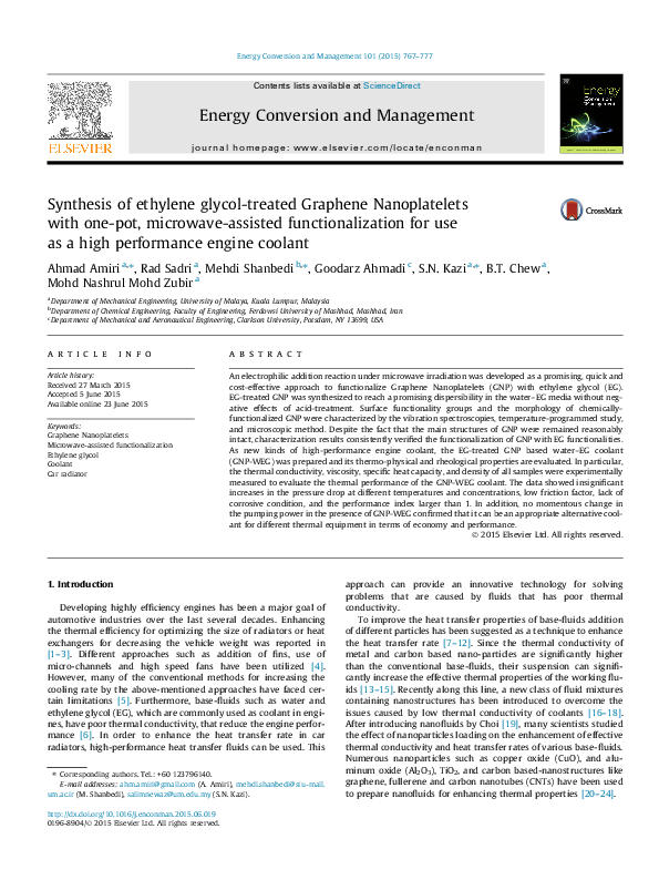 Pdf Synthesis Of Ethylene Glycol Treated Graphene Nanoplatelets With One Pot Microwave