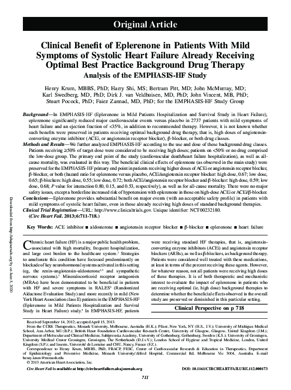 (PDF) Clinical benefit of eplerenone in patients with mild symptoms of systolic heart failure ...