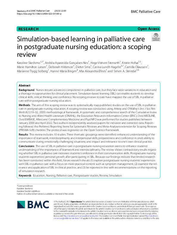 (PDF) Simulation-based learning in palliative care in postgraduate ...