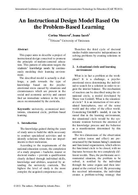 (PDF) An Instructional Design Model Based On the Problem-Based Learning ...