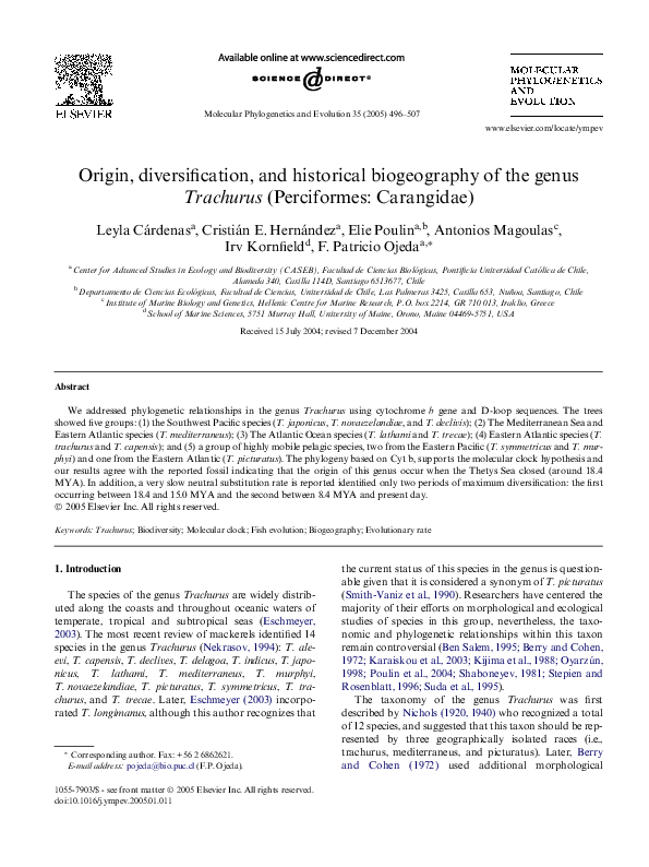 (PDF) Origin, diversification, and historical biogeography of the genus ...