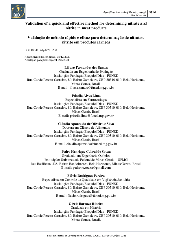 Pdf Validation Of A Quick And Effective Method For Determining Nitrate And Nitrite In Meat