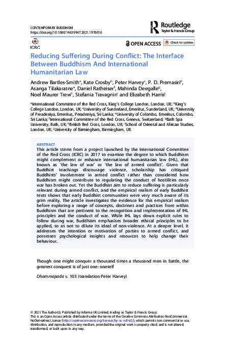 (PDF) Reducing Suffering During Conflict: The Interface Between ...