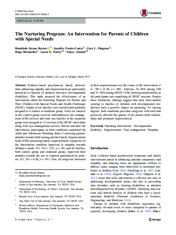 (PDF) The Nurturing Program: An Intervention for Parents of Children ...