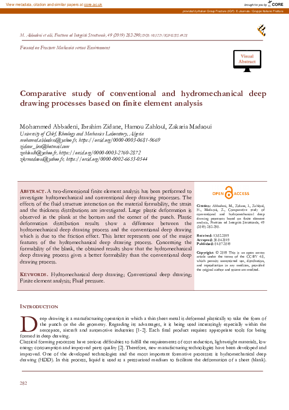 (PDF) Comparative study of conventional and hydromechanical deep drawing processes based on ...
