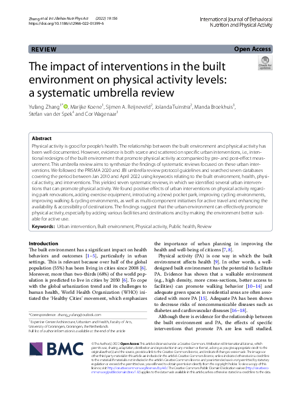 (PDF) The impact of interventions in the built environment on physical activity levels: a ...