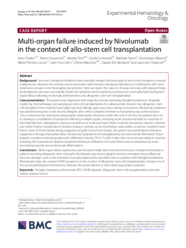 (PDF) Nivolumab-Induced Multi-Organ Failure Post Stem Cell Transplant