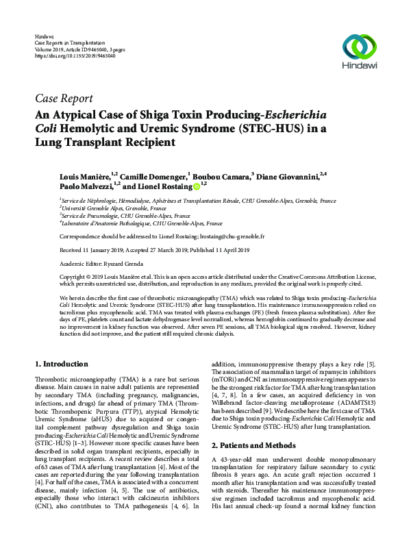 (PDF) An Atypical Case of Shiga Toxin Producing-Escherichia Coli ...
