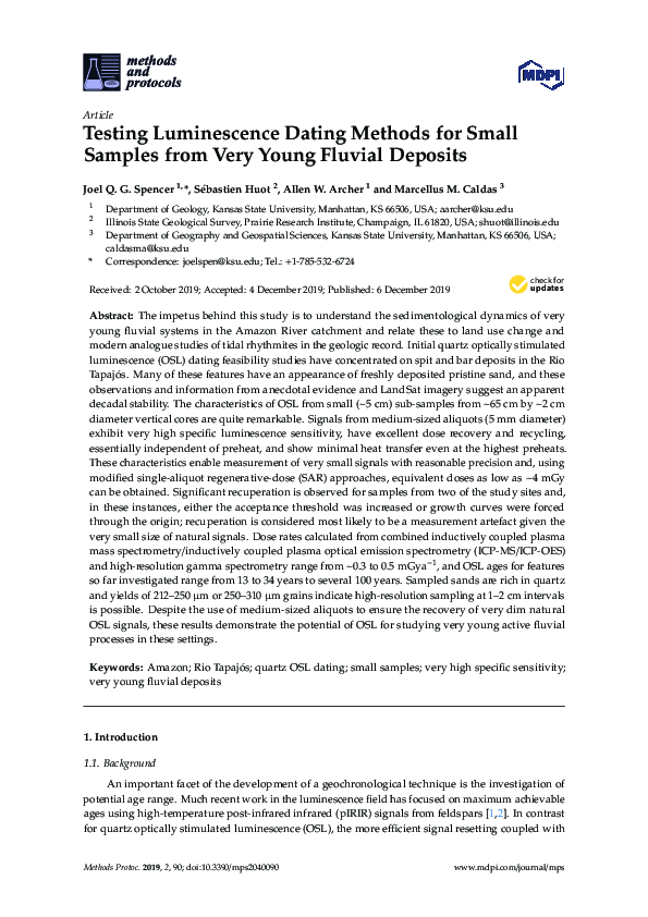 (PDF) Testing Luminescence Dating Methods for Small Samples from Very ...