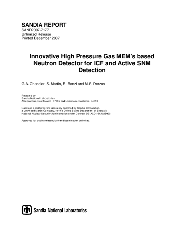 (PDF) Innovative high pressure gas MEM's based neutron detector for ICF ...