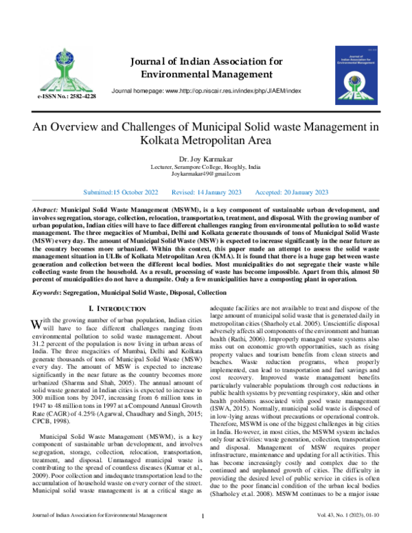 (PDF) An Overview and Challenges of Municipal Solid waste Management in ...