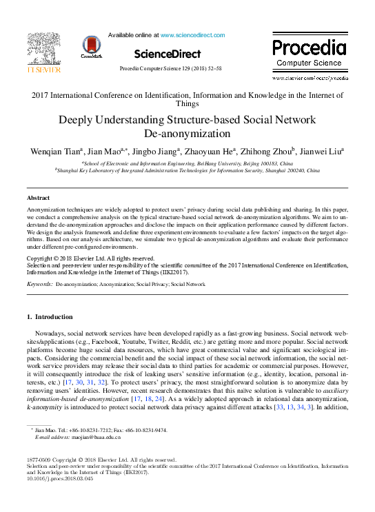 (PDF) Deeply Understanding Structure-based Social Network De-anonymization