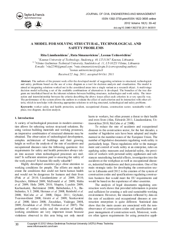 (PDF) A Model for Solving Structural, Technological and Safety Problems ...