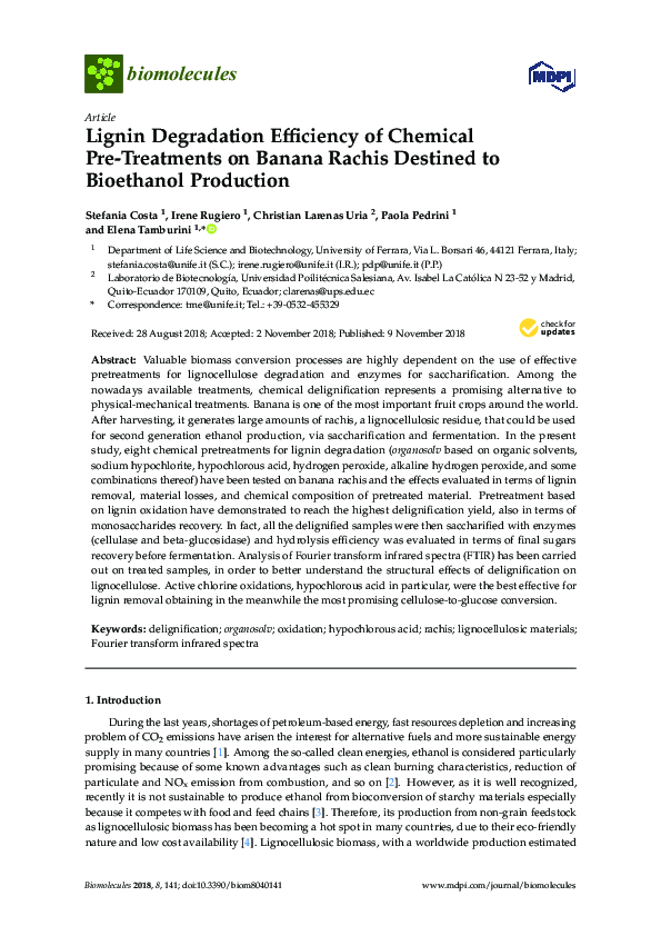 (PDF) Lignin Degradation Efficiency of Chemical Pre-Treatments on ...