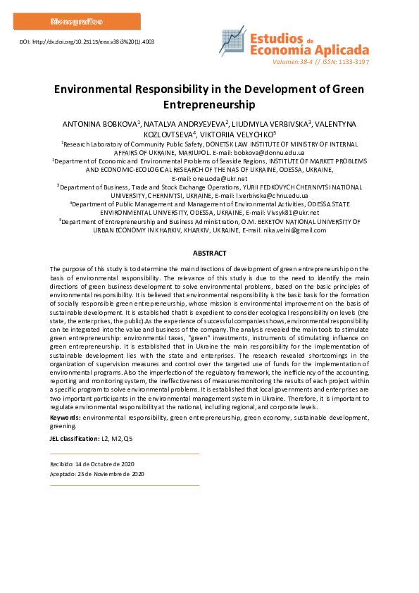 (PDF) Environmental Responsibility In The Development Of Green ...