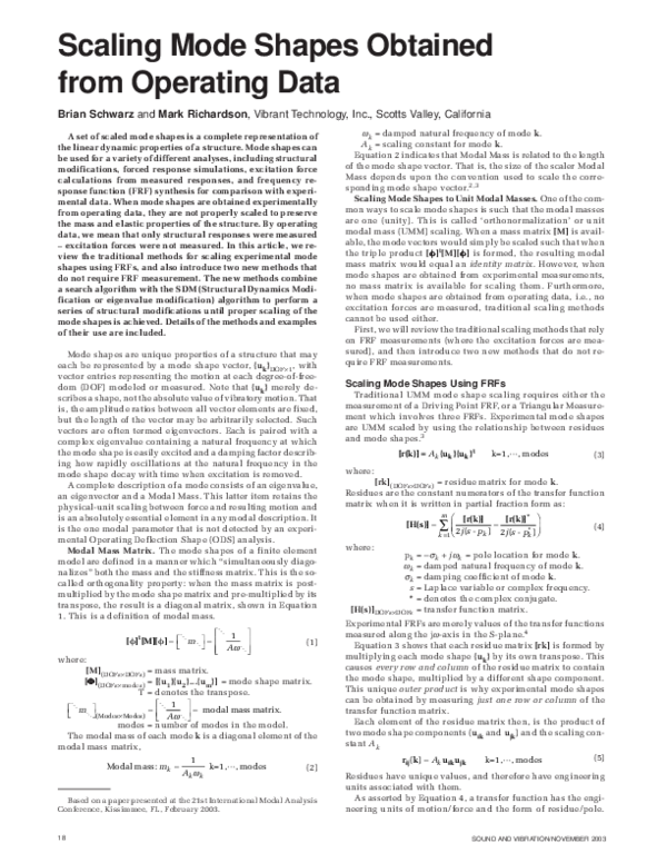 (PDF) Scaling mode shapes obtained from operating data