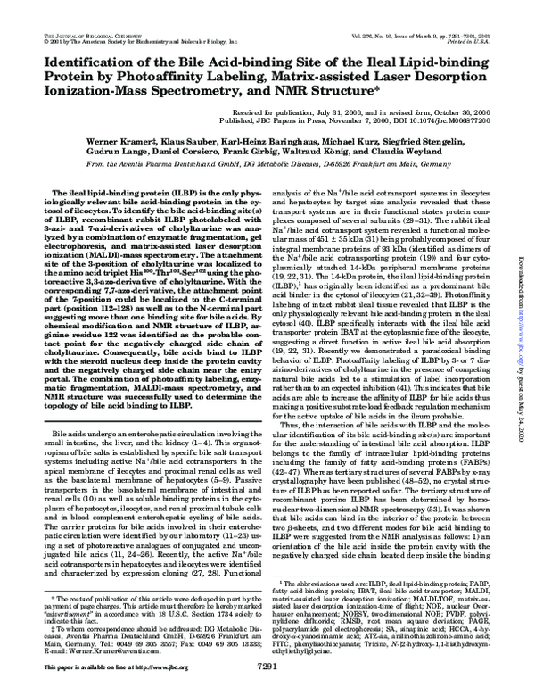 (PDF) Identification of the Bile Acid-binding Site of the Ileal Lipid ...