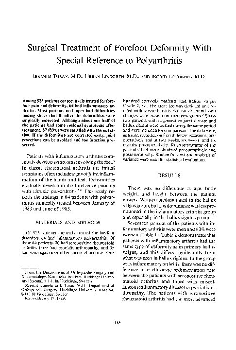 (PDF) Surgical Treatment of Forefoot Deformity With Special Reference ...