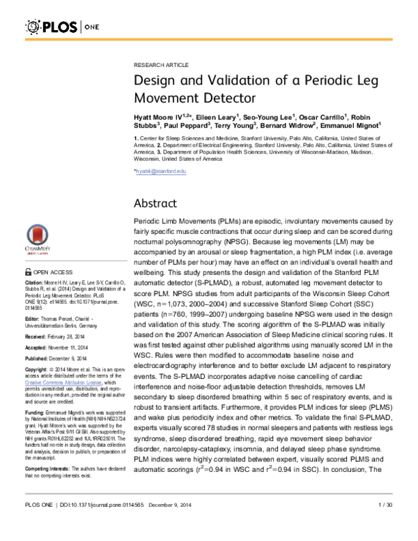 (PDF) Design and Validation of a Periodic Leg Movement Detector