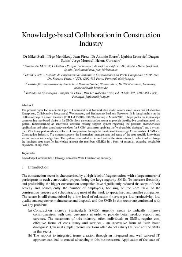 (PDF) Knowledge-based collaboration in Construction Industry