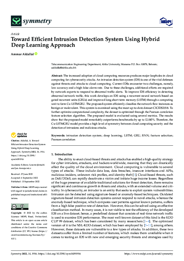 (PDF) Toward Efficient Intrusion Detection System Using Hybrid Deep ... (PDF) Toward Efficient Intrusion Detection System Using Hybrid Deep ...