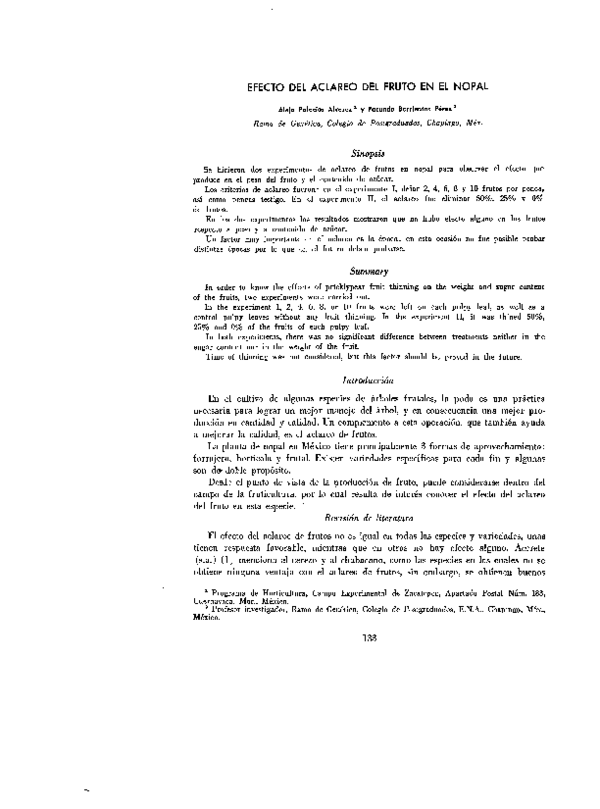 (PDF) Efecto del aclareo del fruto en el nopal