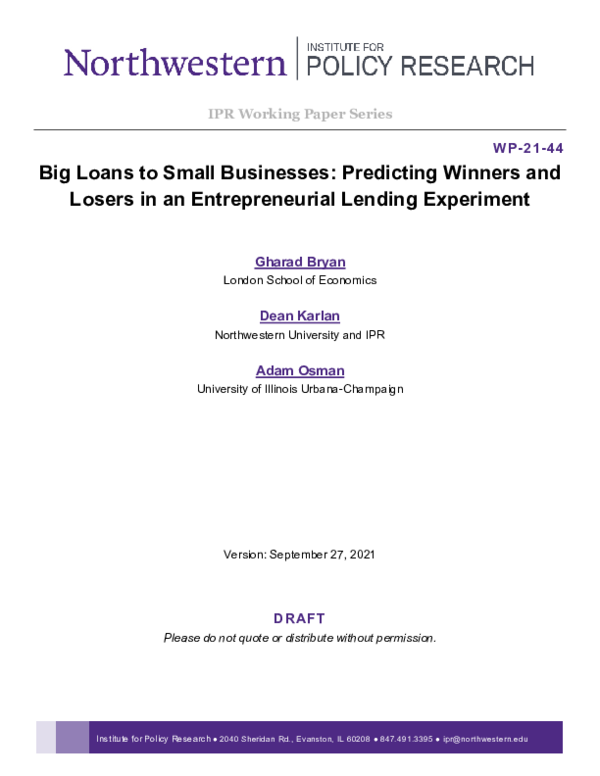 (PDF) Big Loans to Small Businesses: Predicting Winners and Losers in ...