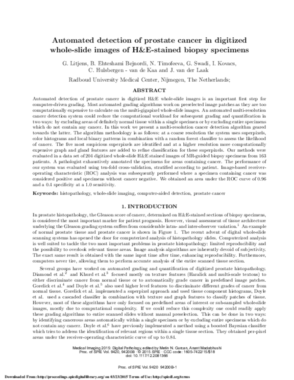 (PDF) Automated detection of prostate cancer in digitized whole-slide ...