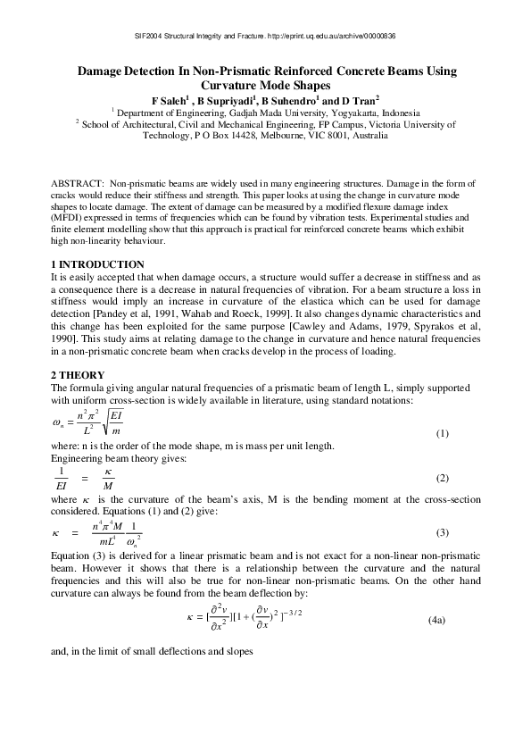 (PDF) Damage Detection In Non-Prismatic Reinforced Concrete Beams Using Curvature Mode Shapes
