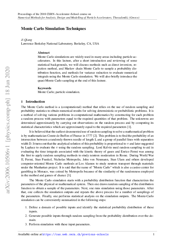 (PDF) Monte Carlo Simulation Techniques
