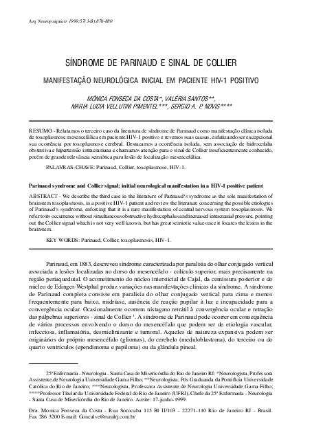 (PDF) Síndrome de Parinaud e sinal de Collier: manifestação neurológica ...
