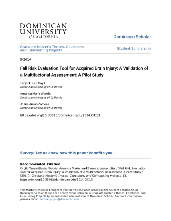 (PDF) Fall Risk Evaluation Tool for Acquired Brain Injury