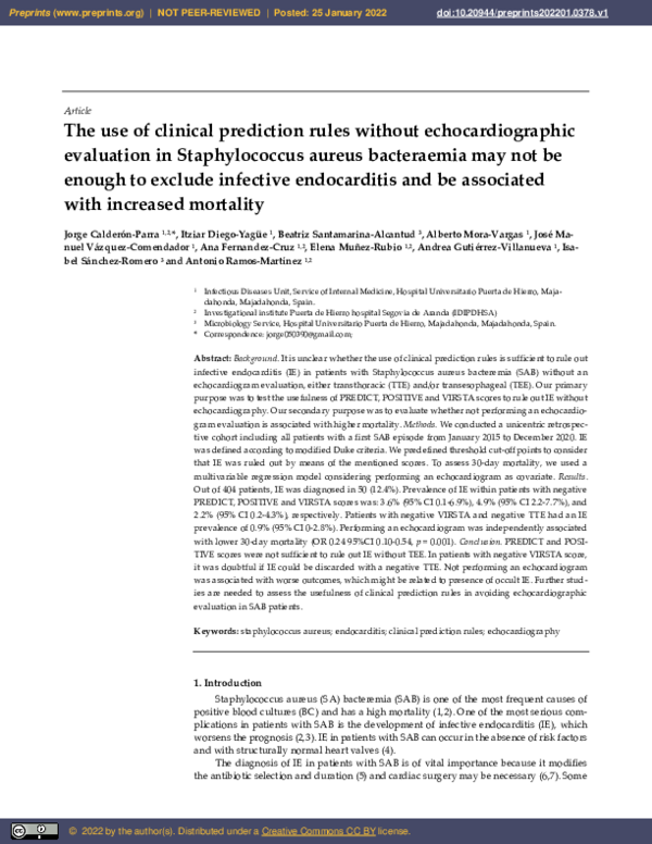 (PDF) The Use of Clinical Prediction Rules without Echocardiographic ...