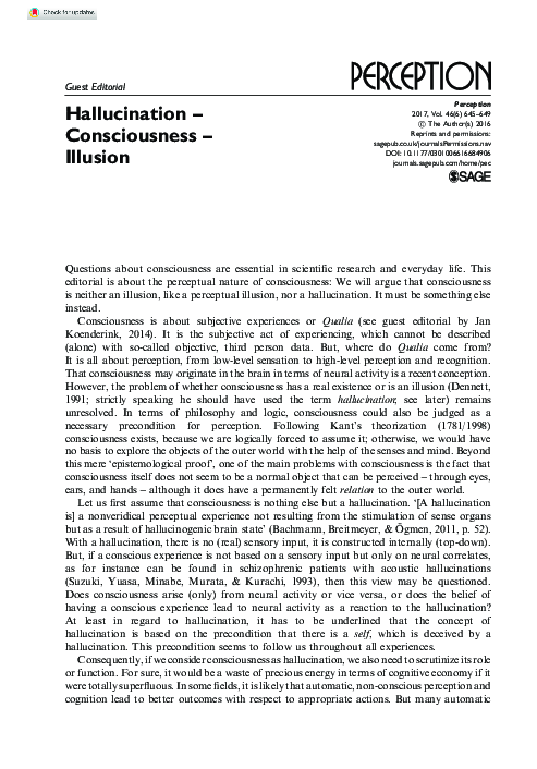 (PDF) Hallucination – Consciousness – Illusion