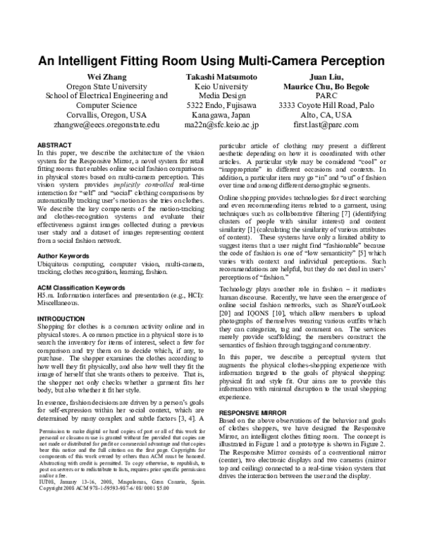 (PDF) An intelligent fitting room using multi-camera perception
