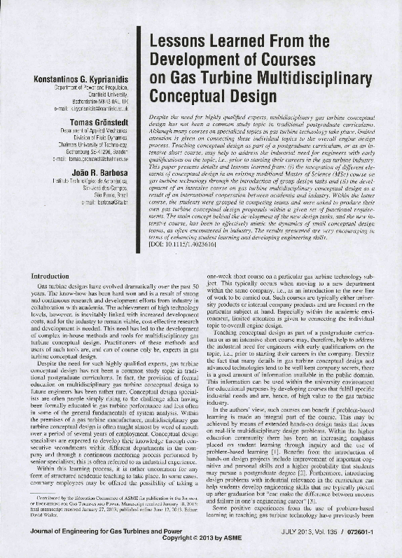 (PDF) Lessons Learned From the Development of Courses on Gas Turbine ...