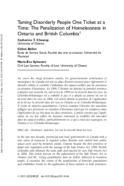 (PDF) Taming Disorderly People One Ticket at a Time: The Penalization ...