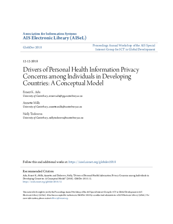 (PDF) Drivers of Personal Health Information Privacy Concerns among ...