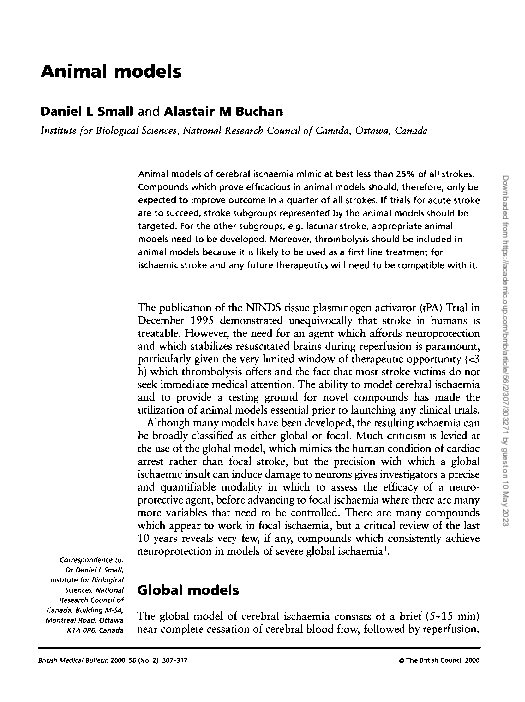 (PDF) Animal models