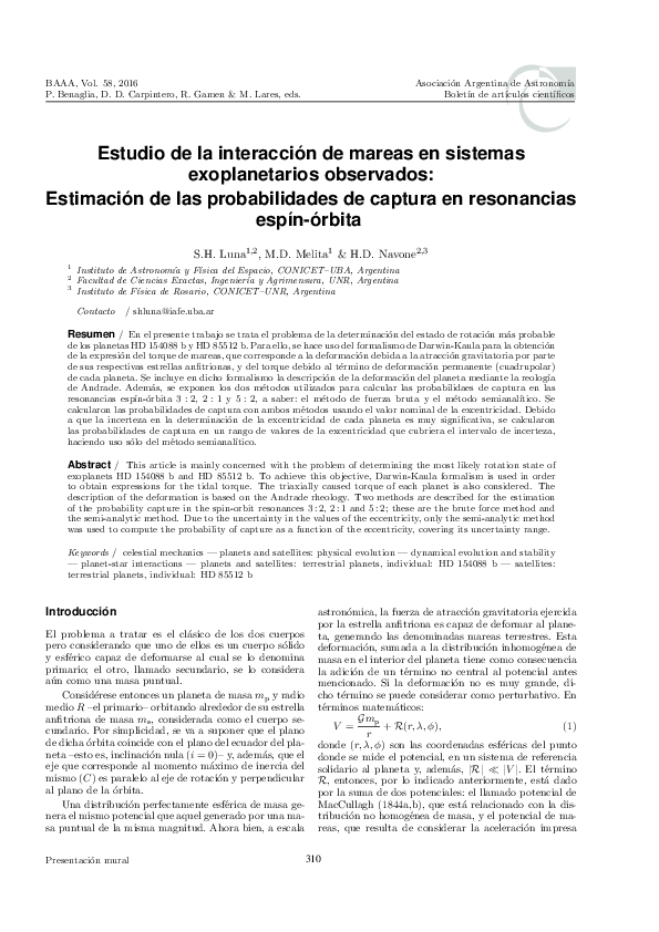 (PDF) Estudio de la interacción de mareas en sistemas exoplanetarios ...