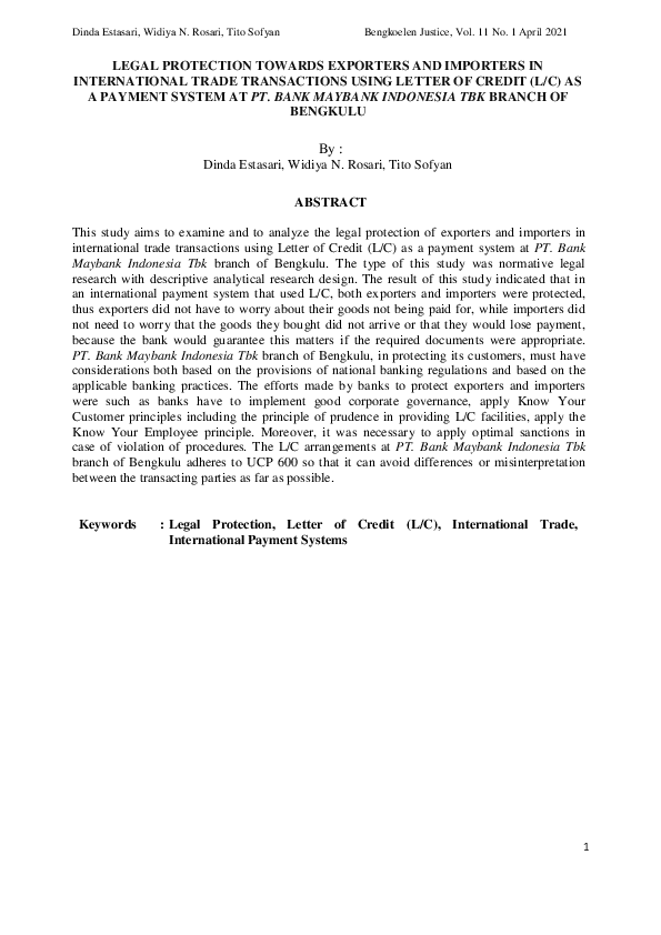 (PDF) Legal Protection Towards Exporters and Importers in International ...