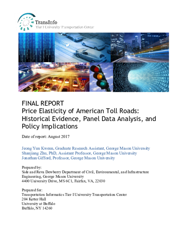 (PDF) FINAL REPORT Price Elasticity of American Toll Roads: Historical ...