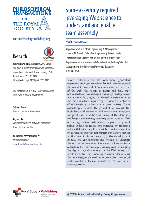 (PDF) Some assembly required: leveraging Web science to understand and ...