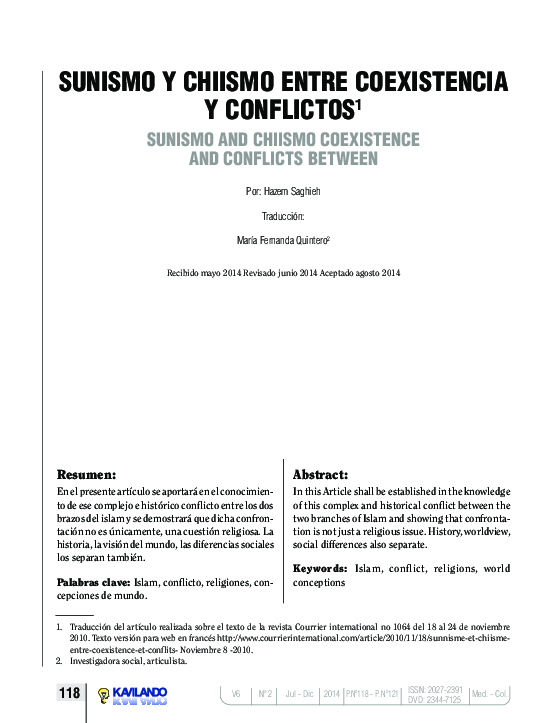 (PDF) Sunismo y Chiismo entre coexistencia y conflictos