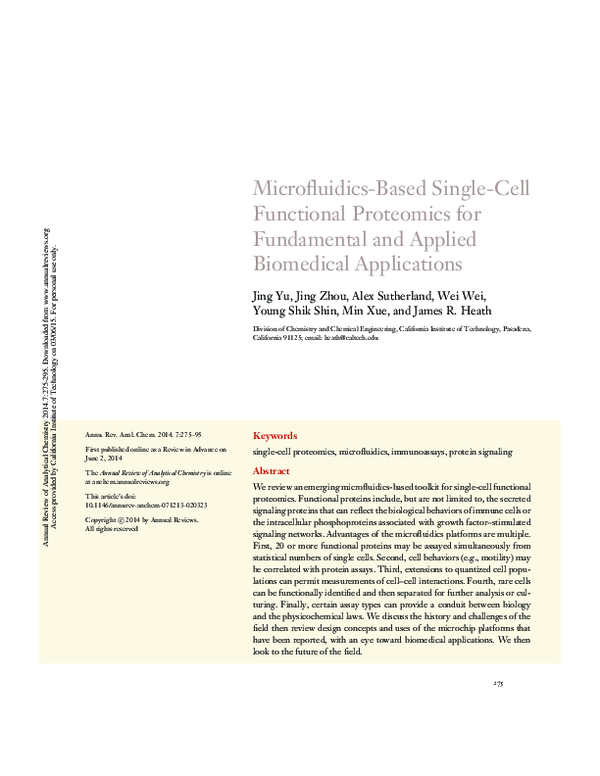 (PDF) Microfluidics-Based Single-Cell Functional Proteomics for Fundamental and Applied ...