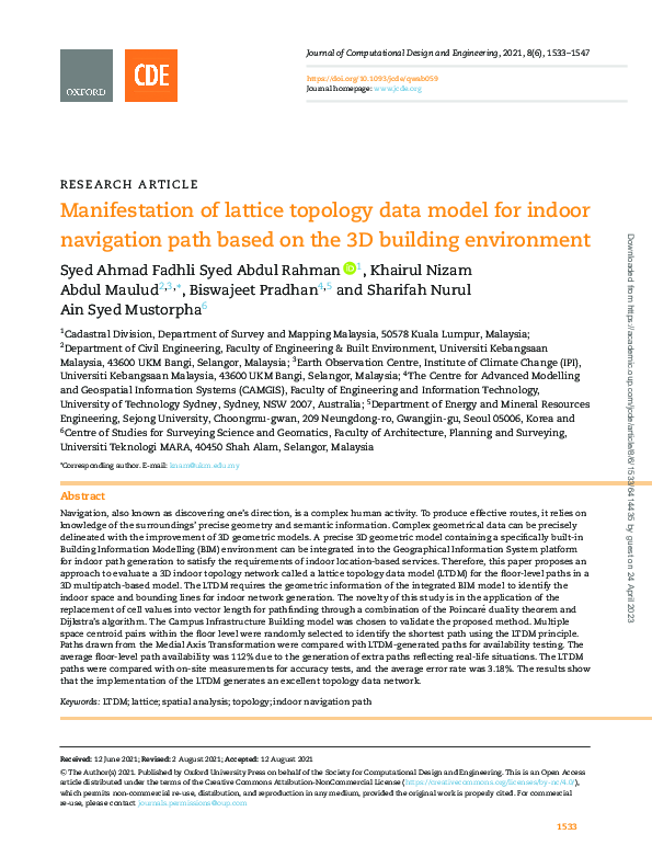 (PDF) Manifestation of lattice topology data model for indoor navigation path based on the 3D ...