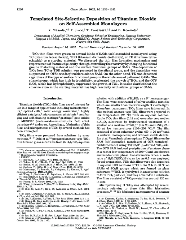 (PDF) Templated Site-Selective Deposition of Titanium Dioxide on Self ...