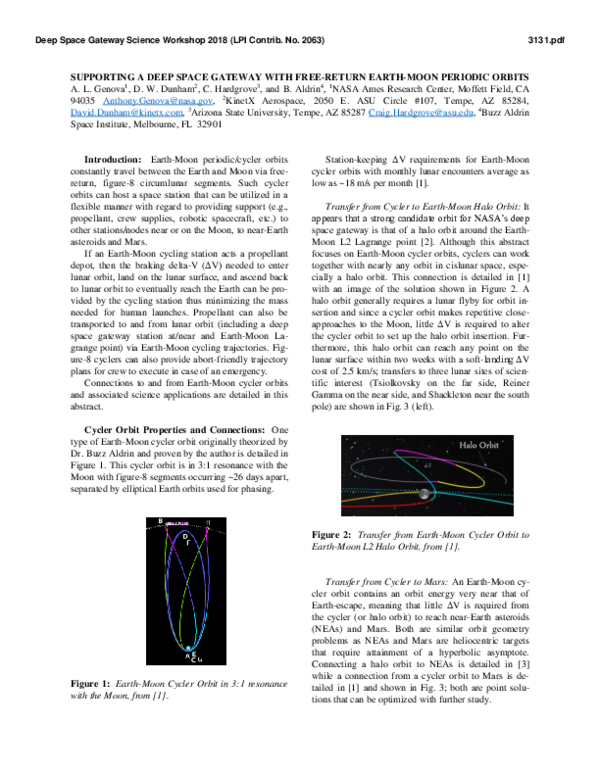 (PDF) Supporting a Deep Space Gateway with Free-Return Earth-Moon ...